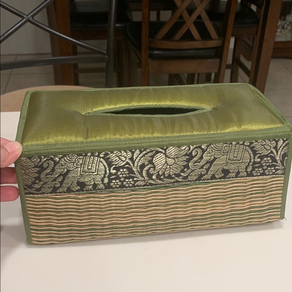 Accents | Green And Gold Elephant Tissue Box Cover | Poshmark